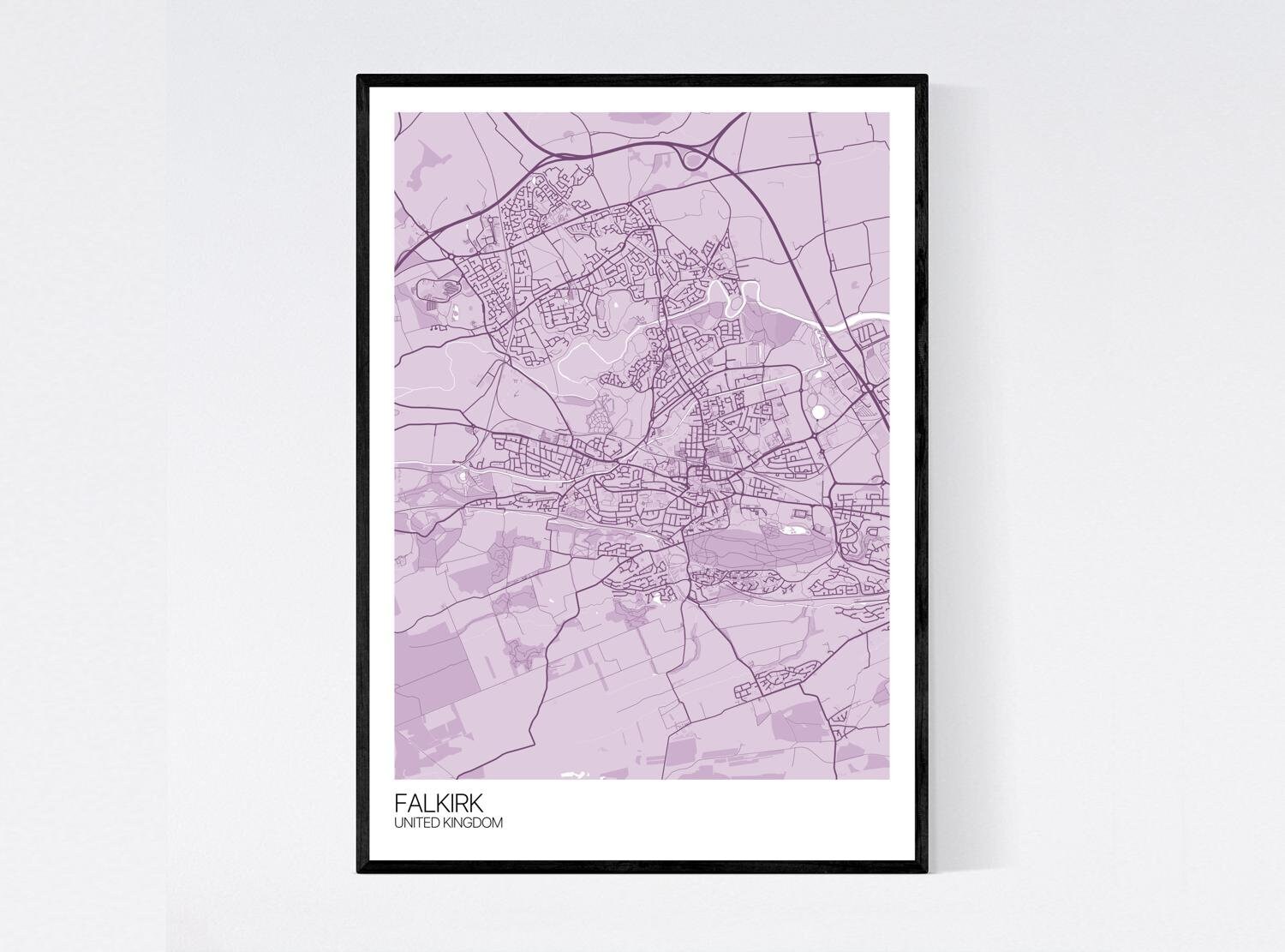Falkirk Scotland City Map Art Print Many Styles 350gsm | Etsy