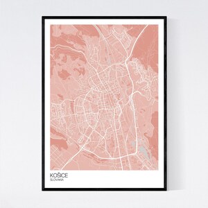 Košice, Slovakia Map Art Print Many Styles 350gsm Art Quality Paper ...