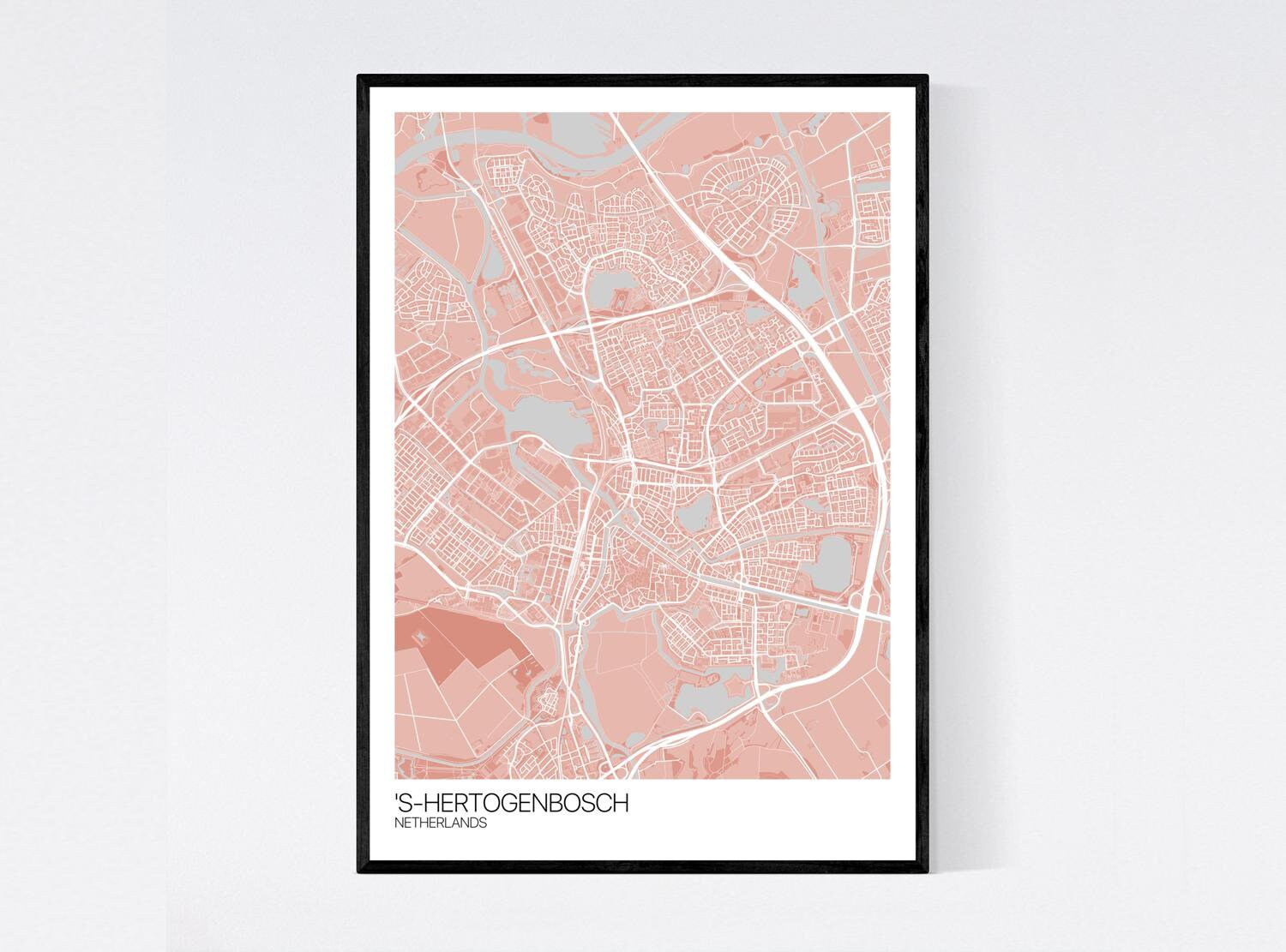 S-Hertogenbosch Den Bosch Netherlands Map Art Print Many | Etsy
