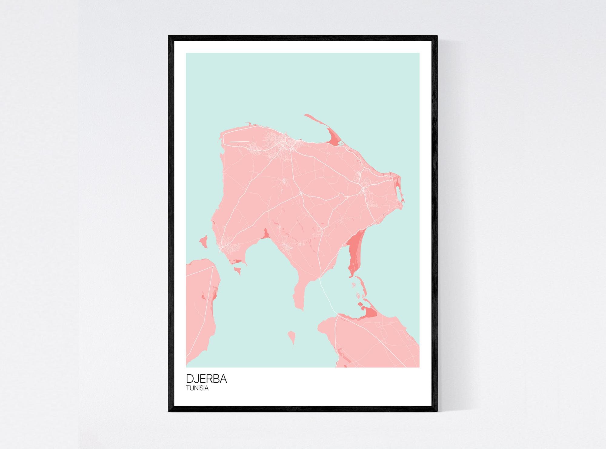 Djerba Tunisia Map Art Print Many Styles Art Quality | Etsy