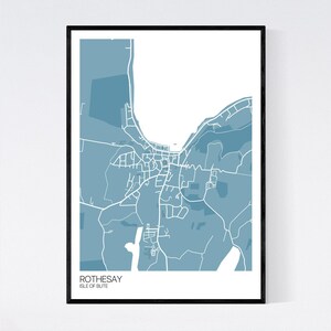Rothesay, Isle of Bute Map Art Print Many Colours 350gsm Art Quality ...