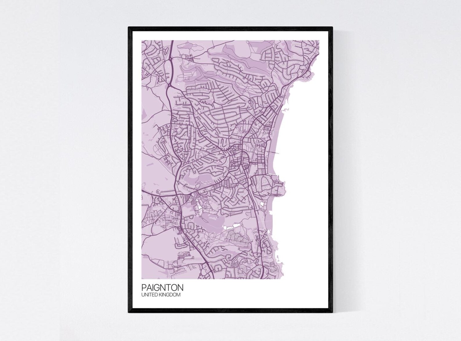 Paignton Map Print Many Colours 350gsm Art Quality Paper - Etsy