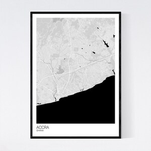 Accra, Ghana Map Art Print Many Styles Art Quality Paper Fast Delivery ...