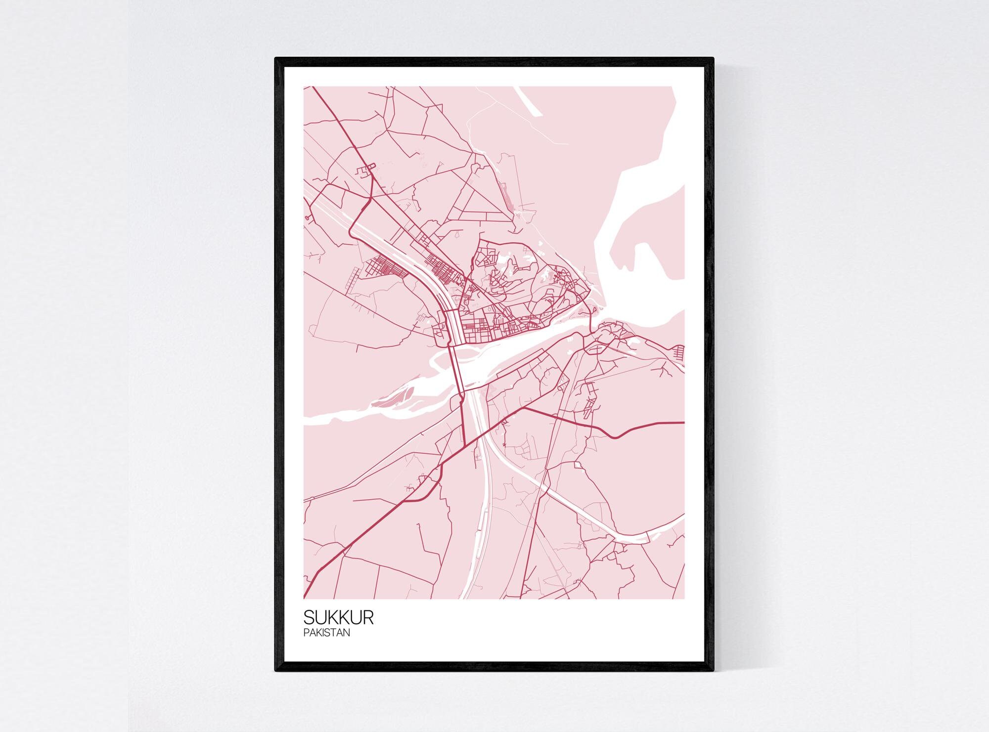 Sukkur Pakistan Map Art Print Many Styles Art Quality | Etsy