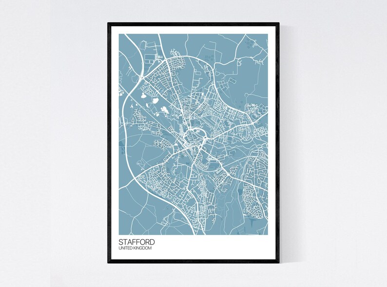Stafford Town Map Art Print Many Styles 350gsm Art Quality - Etsy