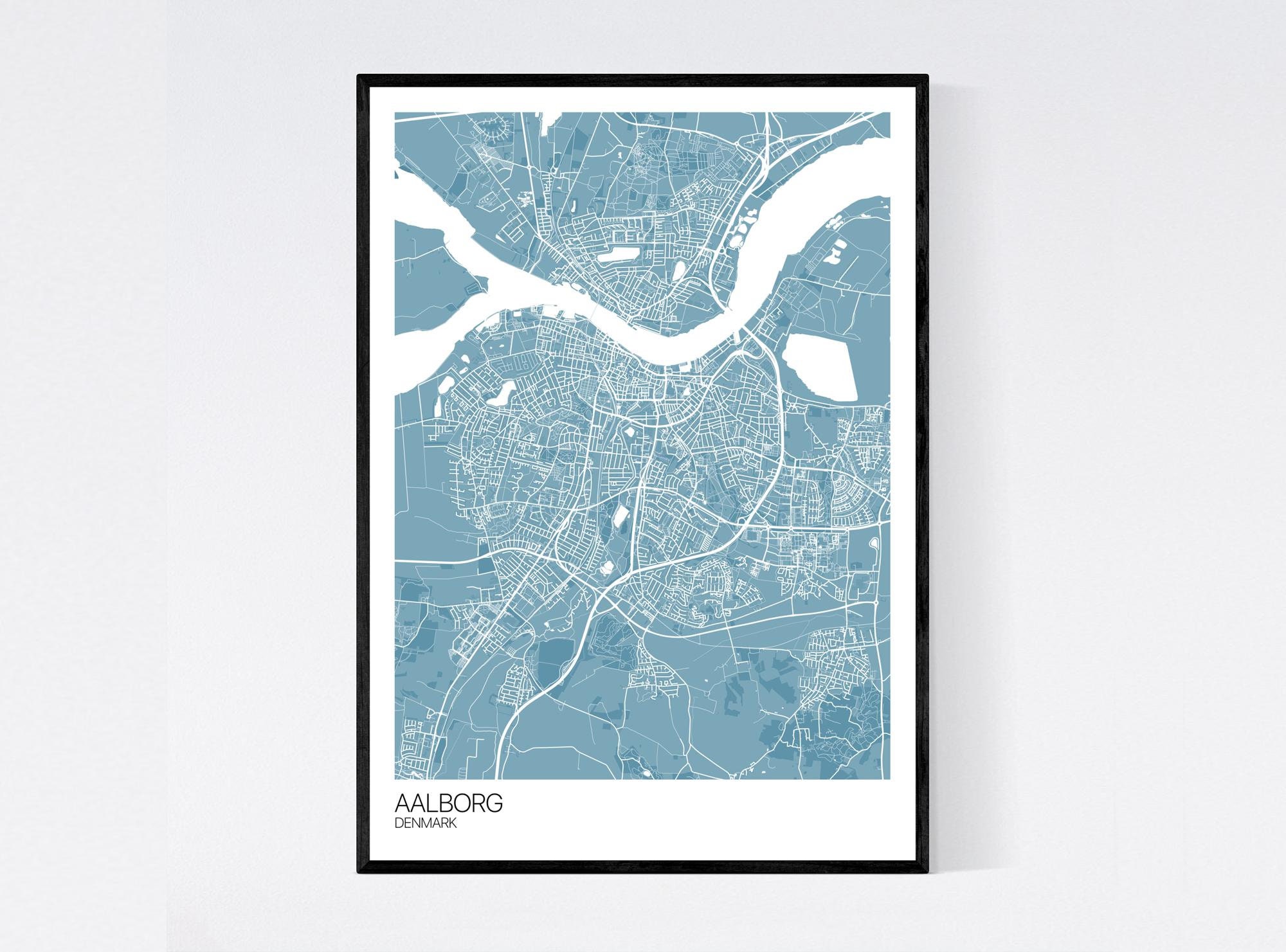 Aalborg Denmark City Map Art Print Many Colours 350gsm | Etsy