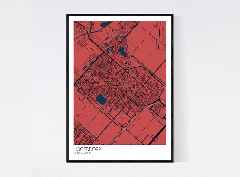 Hoofddorp Netherlands Map Art Print Many Colours 350gsm | Etsy