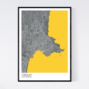 Torquay Town Map Art Print - Many Styles - 350gsm Art Quality Paper ...