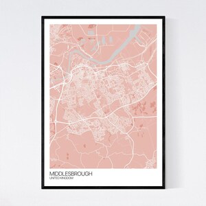 Middlesbrough, United Kingdom City Map Art Print Many Styles 350gsm Art ...