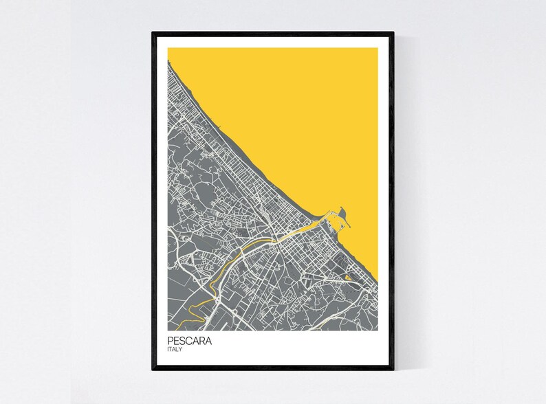 Pescara Italy Map Art Print Many Colours 350gsm Art - Etsy
