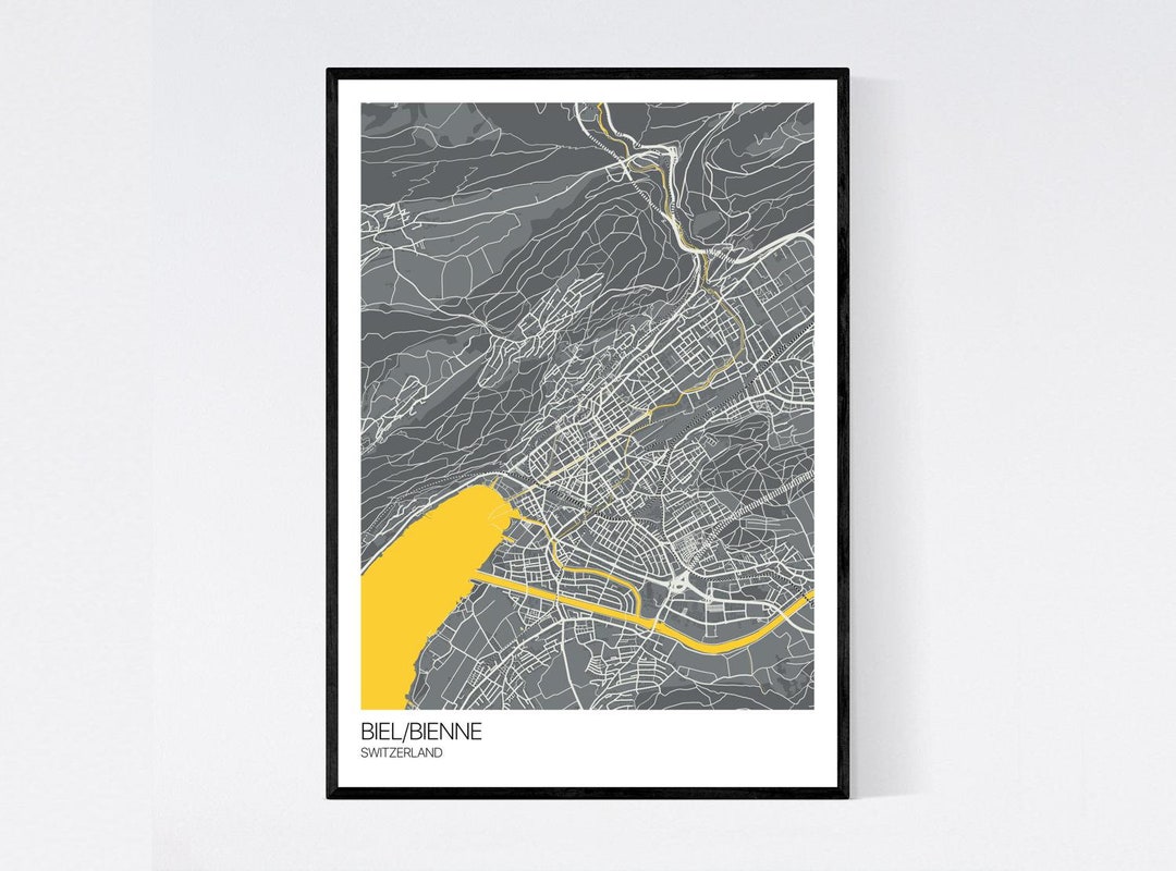 Biel/bienne, Switzerland Map Art Print - Many Colours - 350gsm Art ...
