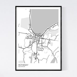 Rothesay, Isle of Bute Map Art Print Many Colours 350gsm Art Quality ...