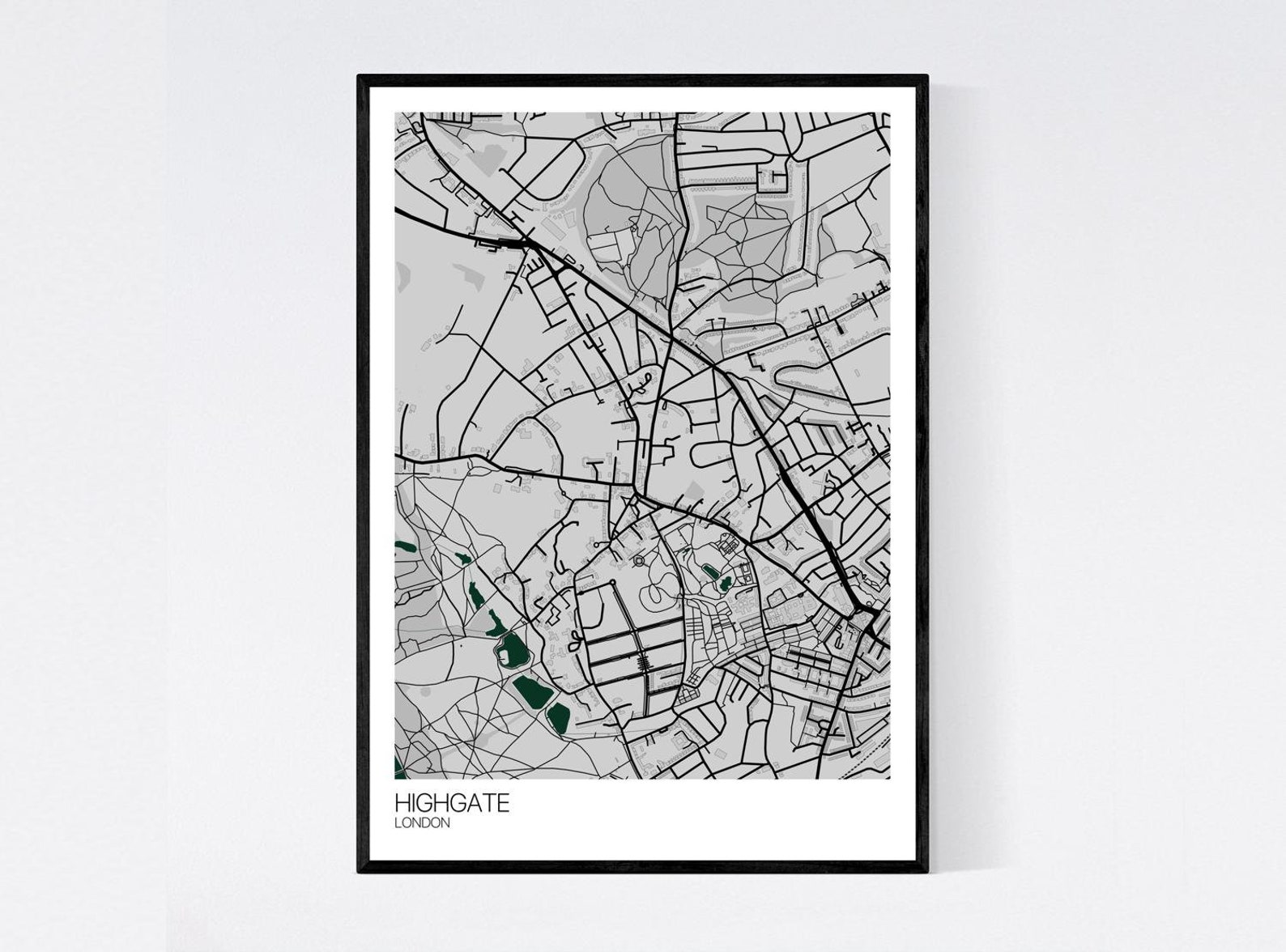 Highgate London Map Art Print Many Colours 350gsm Art - Etsy