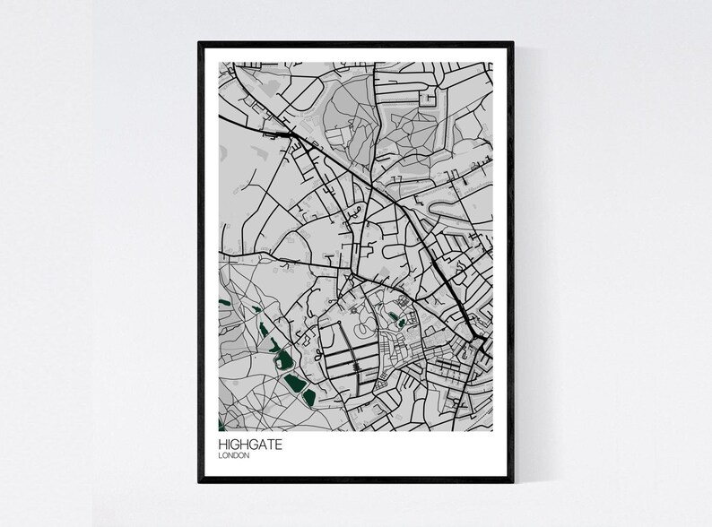 Highgate London Map Art Print Many Colours 350gsm Art - Etsy