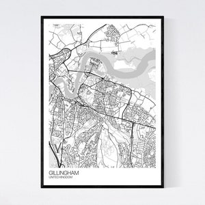 Gillingham, United Kingdom City Map Art Print Many Styles 350gsm Art ...