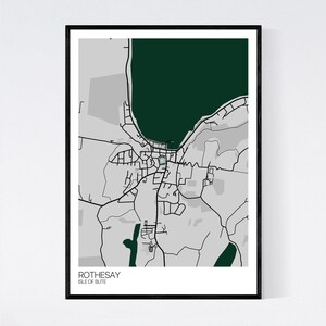 Rothesay, Isle of Bute Map Art Print Many Colours 350gsm Art Quality ...