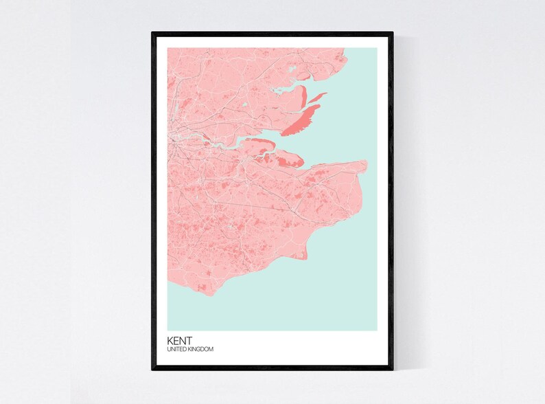 Kent England Map Art Print Many Styles 350gsm Art Quality | Etsy