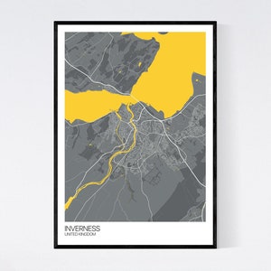 Inverness, Scotland City Map Art Print Many Styles 350gsm Art Quality ...