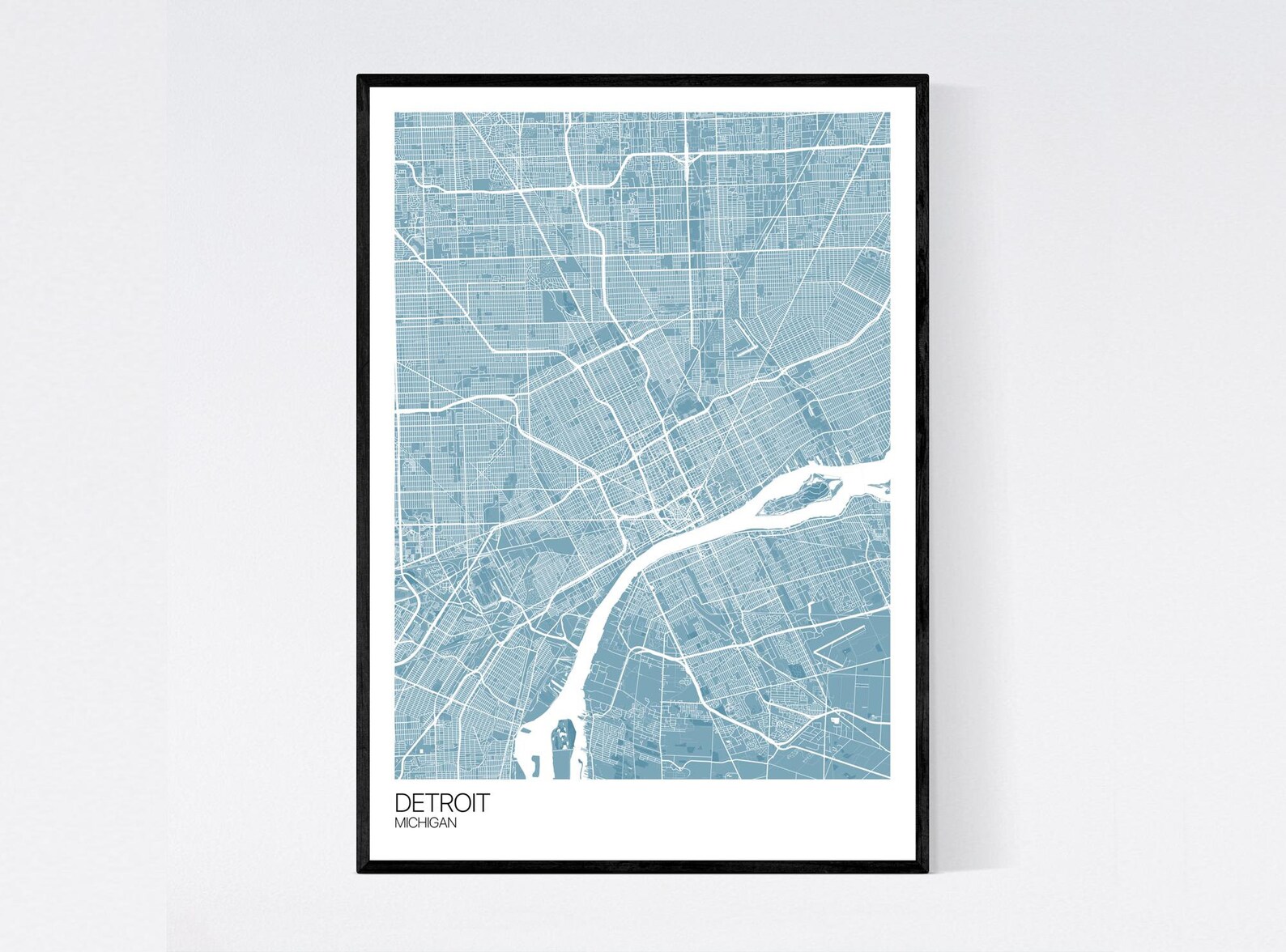 Detroit Michigan Map Print Many Colours Printed on Art - Etsy