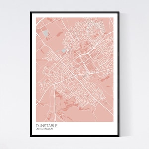 Dunstable, United Kingdom Map Print Many Colours Fast Delivery // Retro ...