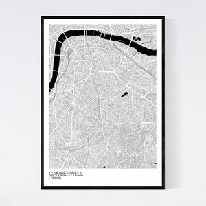 Camberwell, London Map Art Print - Many Colours - 350gsm Art Quality ...
