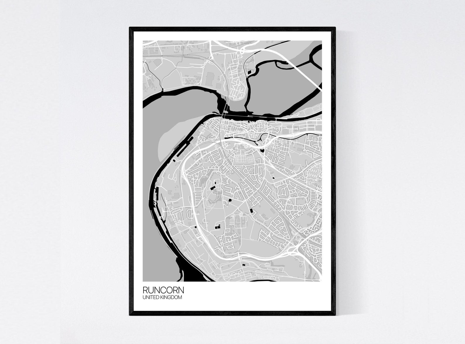 Runcorn Town Map Art Print Many Styles 350gsm Art Quality - Etsy