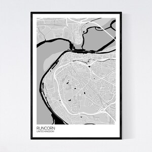Runcorn Town Map Art Print Many Styles 350gsm Art Quality Paper Fast ...