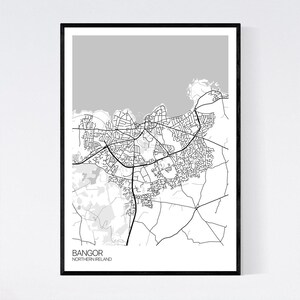 Bangor City Map Art Print Many Styles 350gsm Art Quality Paper Fast ...