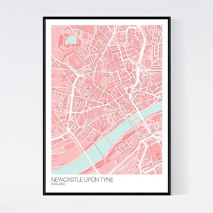 Newcastle England City Centre Map Art Print Many Colours - Etsy