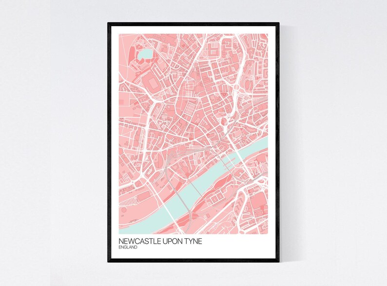 Newcastle England City Centre Map Art Print Many Colours - Etsy