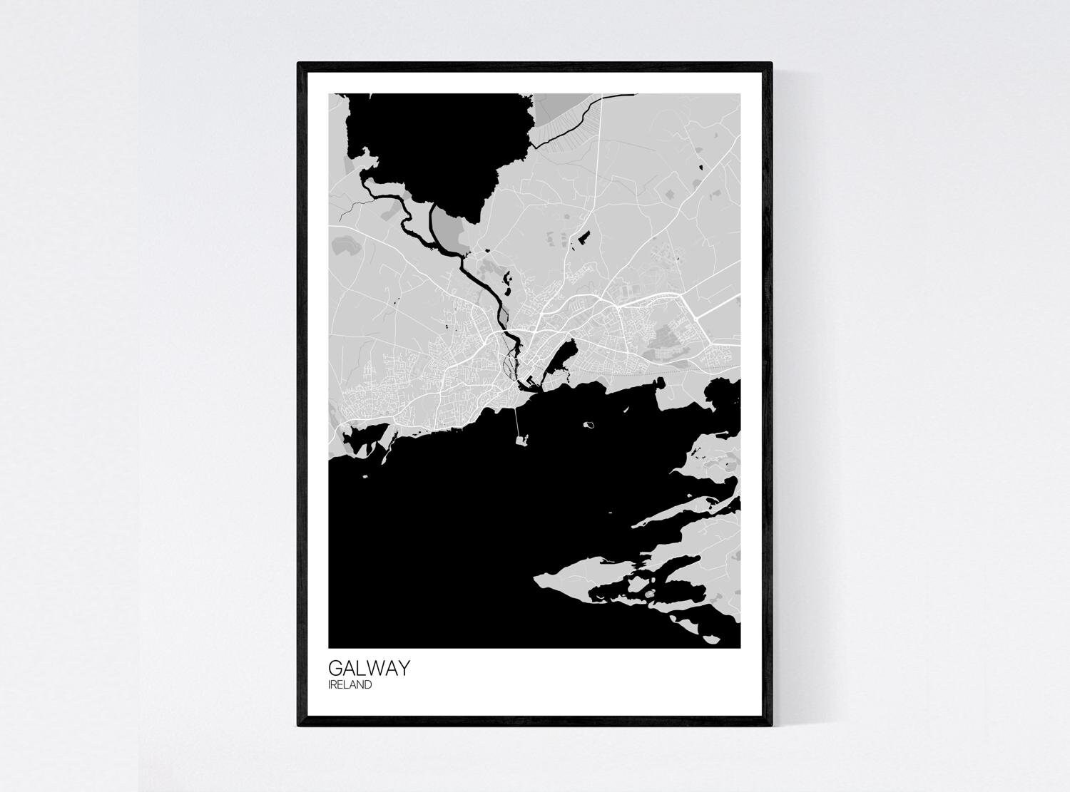 Galway City Map Art Print Many Styles 350gsm Art Quality | Etsy