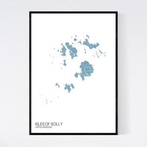 Isles of Scilly Map Print - Many Colours - 350gsm Art Quality Paper ...