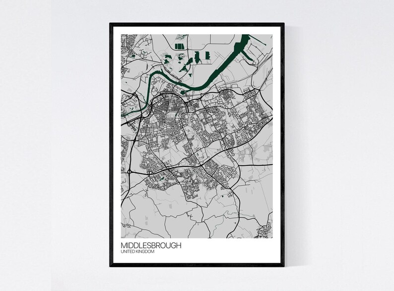 Middlesbrough United Kingdom City Map Art Print Many Styles - Etsy UK
