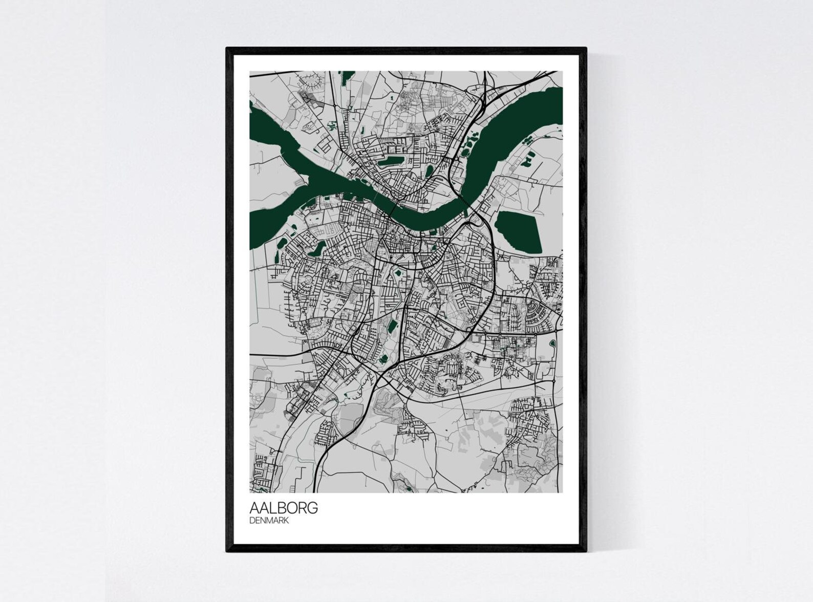 Aalborg Denmark City Map Art Print Many Colours 350gsm | Etsy