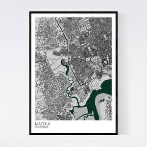 Matola Mozambique Map Art Print Many Styles Art Quality | Etsy