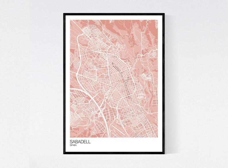 Sabadell Spain Map Art Print Many Colours Art Quality | Etsy