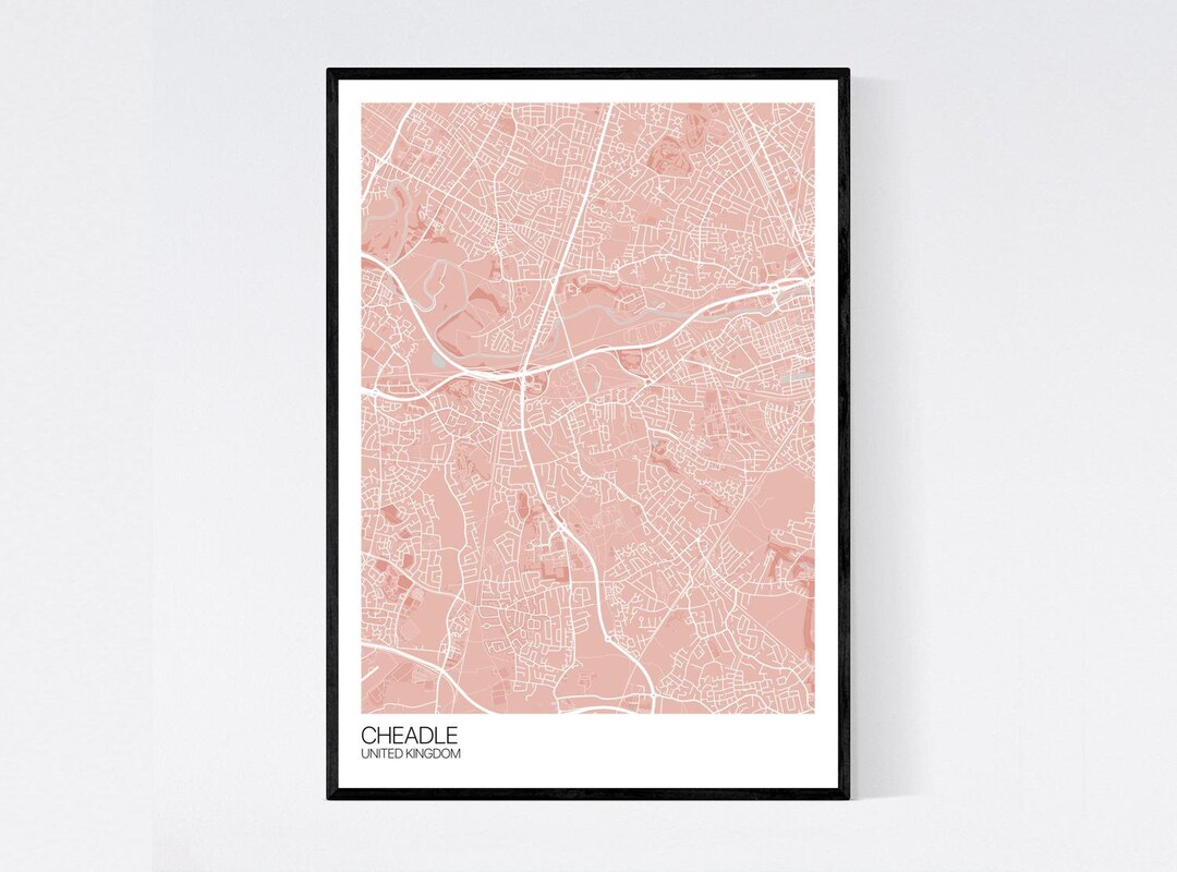 Cheadle, United Kingdom Map Print Many Colours Fast Delivery // Retro ...