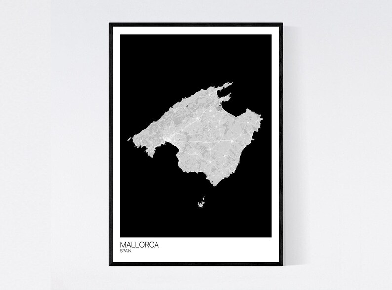 Mallorca Spain Island Map Art Print Many Colours 350gsm - Etsy
