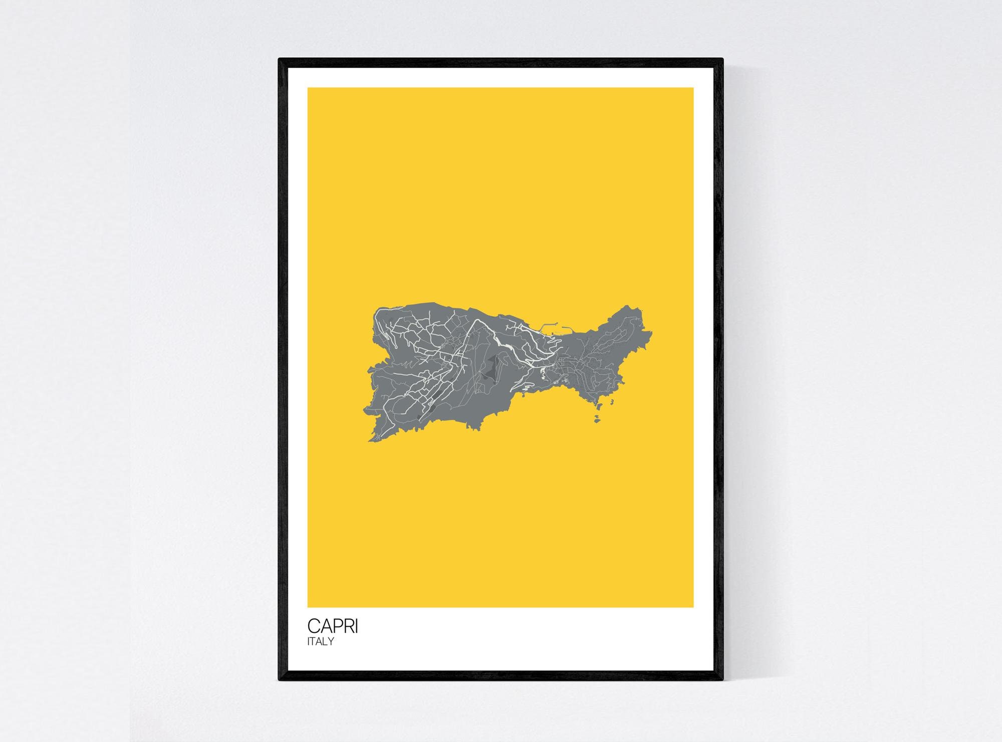 Capri Italy Map Art Print Many Styles 350gsm Art Quality | Etsy UK