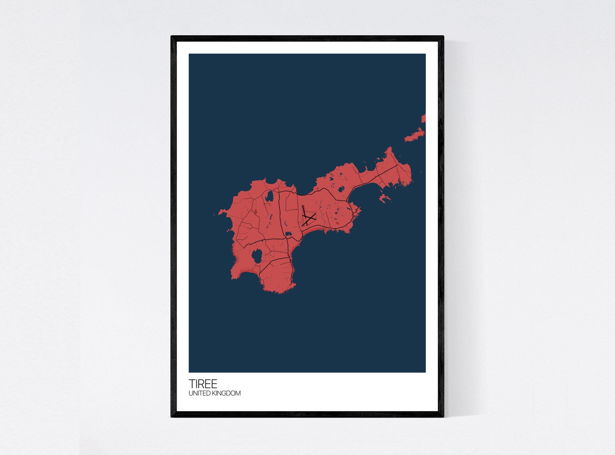 Isle of Tiree Map Art Print Pink/blue/white 350gsm Art | Etsy