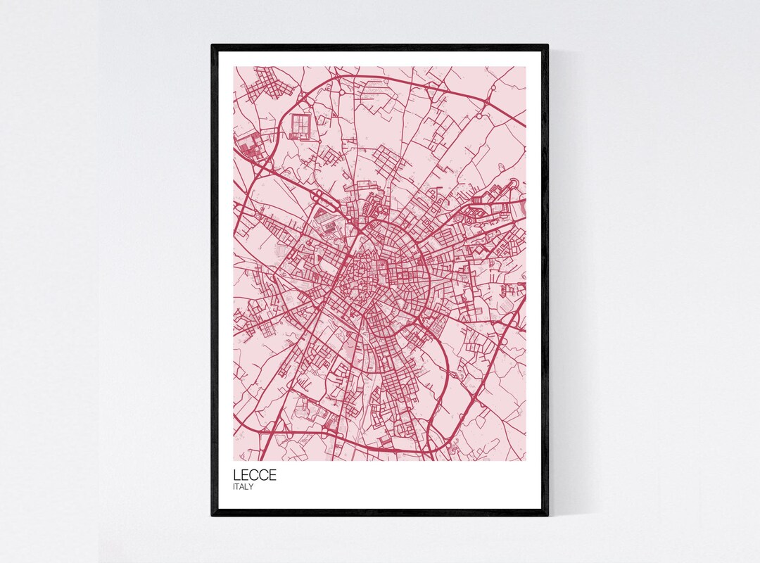 Lecce, Italy Map Art Print Many Colours 350gsm Art Quality Paper Fast ...