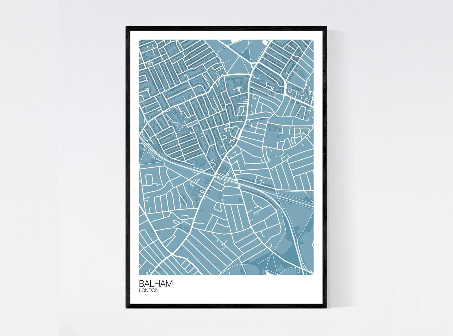 Balham London Map Art Print Many Colours 350gsm Art | Etsy