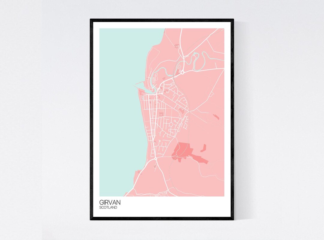 Girvan, Scotland Map Art Print Many Styles 350gsm Art Quality Paper ...