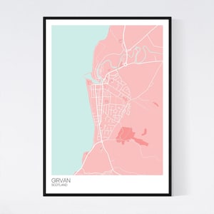 Girvan, Scotland Map Art Print Many Styles 350gsm Art Quality Paper ...