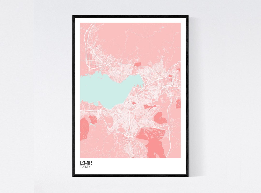 Izmir, Turkey Map Art Print Many Styles 350gsm Art Quality Paper Fast ...