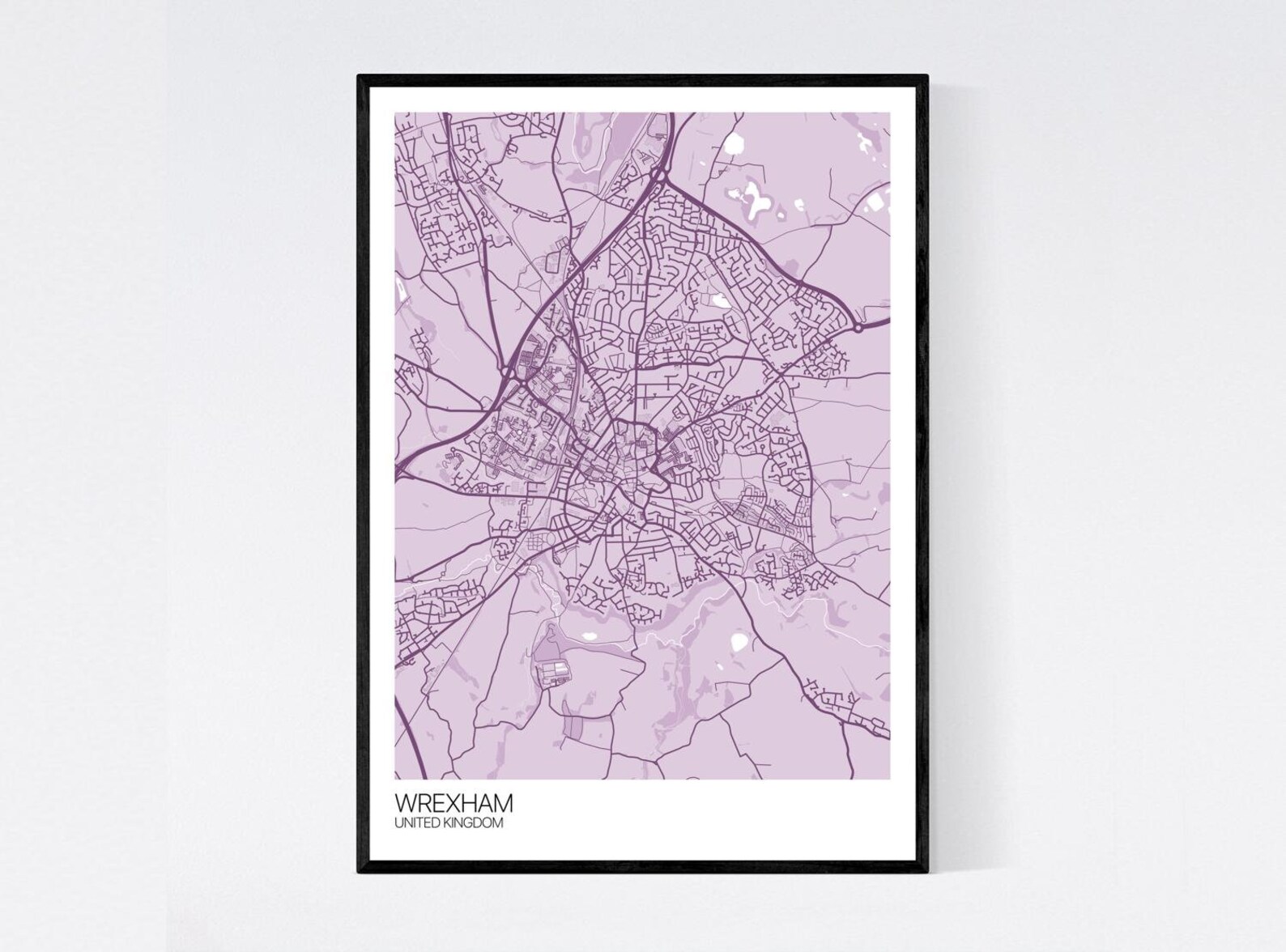 Wrexham Wales City Map Art Print Many Styles 350gsm Art - Etsy
