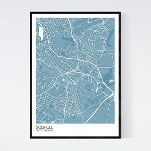 Solihull, United Kingdom City Map Art Print Many Colours 350gsm Art ...