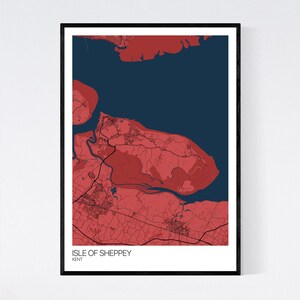 Isle of Sheppey, Kent Map Art Print Many Colours 350gsm Art Quality ...