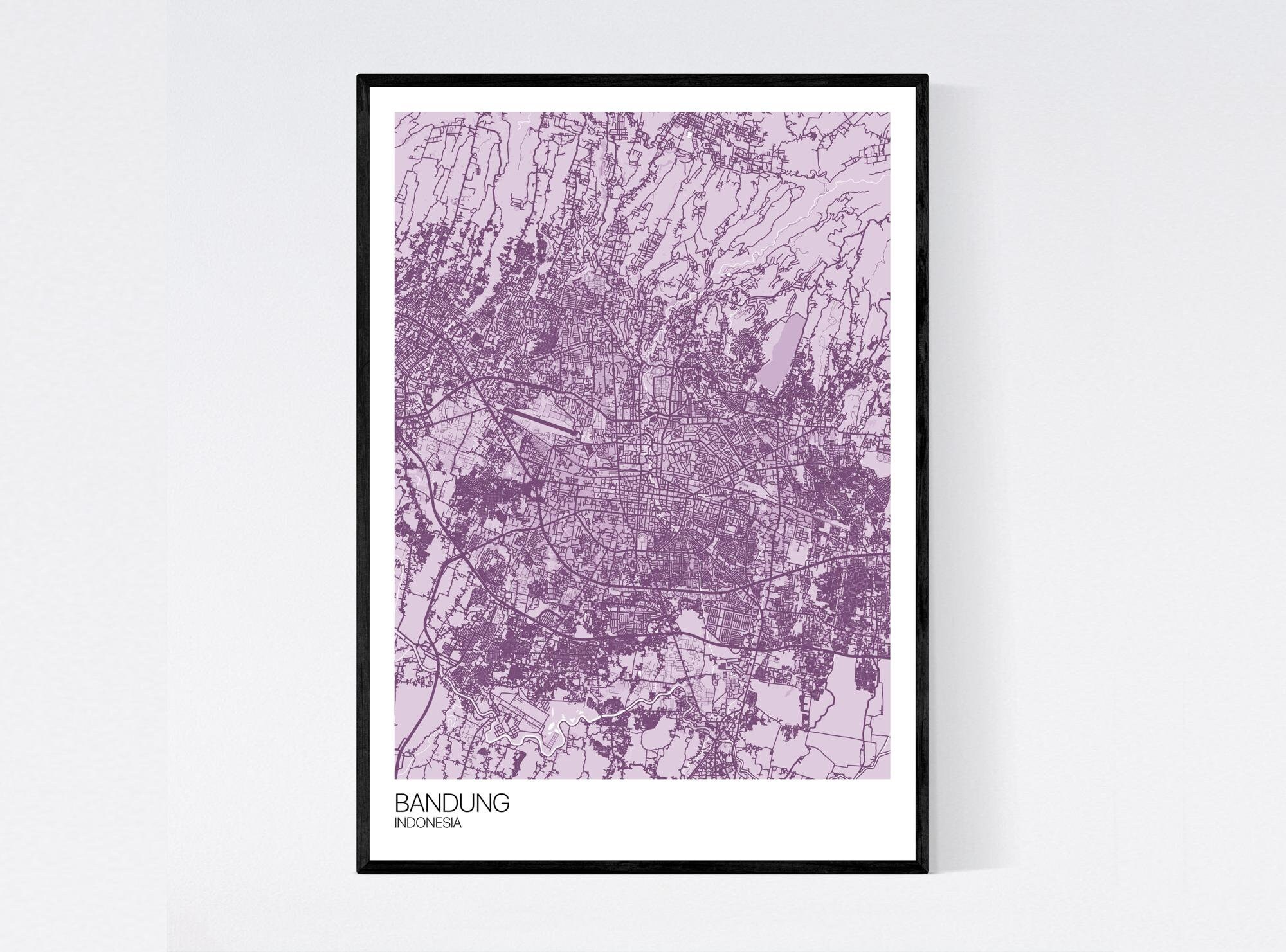 Bandung Indonesia Map Art Print Many Styles Art Quality | Etsy