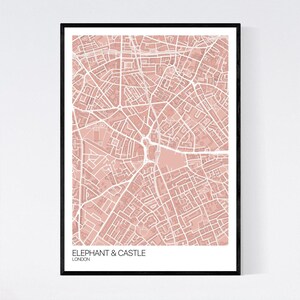 Elephant & Castle London Map Art Print Many Colours - Etsy